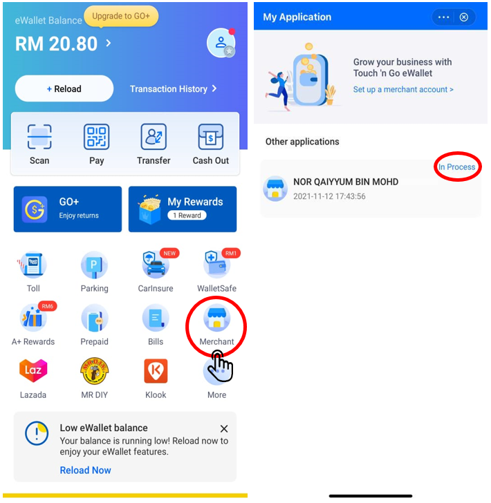 How do I check the status of my Touch 'n Go eWallet Merchant ...
